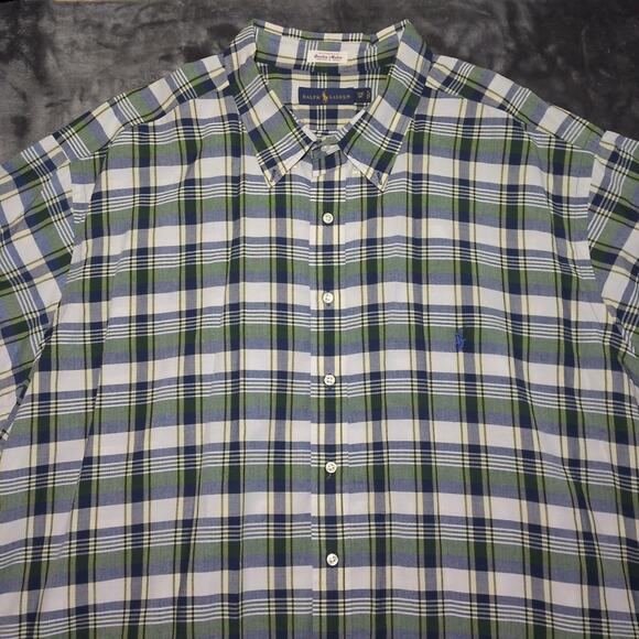 Polo Ralph Lauren | Shirts | Polo Ralph Lauren Button Shirt Mens Size 5xb Green Plaid Bleeding ...